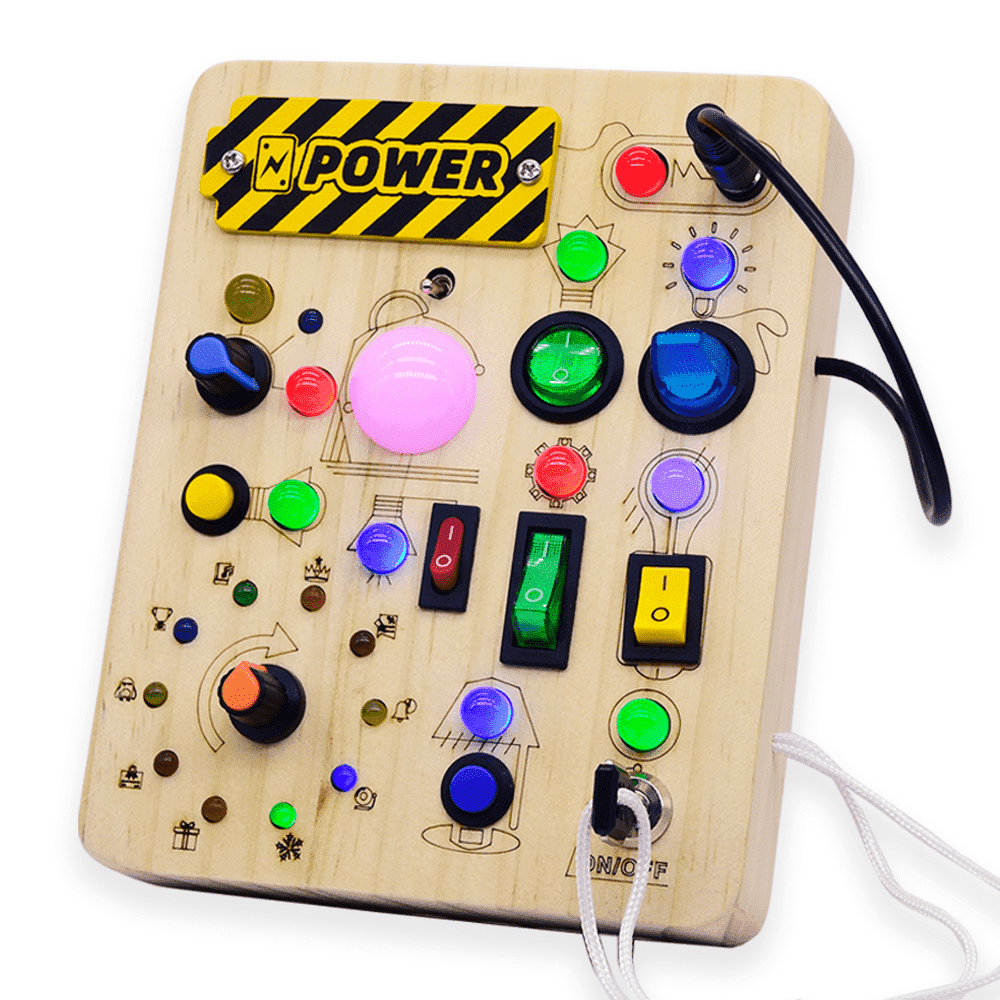 FPCYCG Montessori Wooden Busy Board with LED Light Switches for Toddle ...
