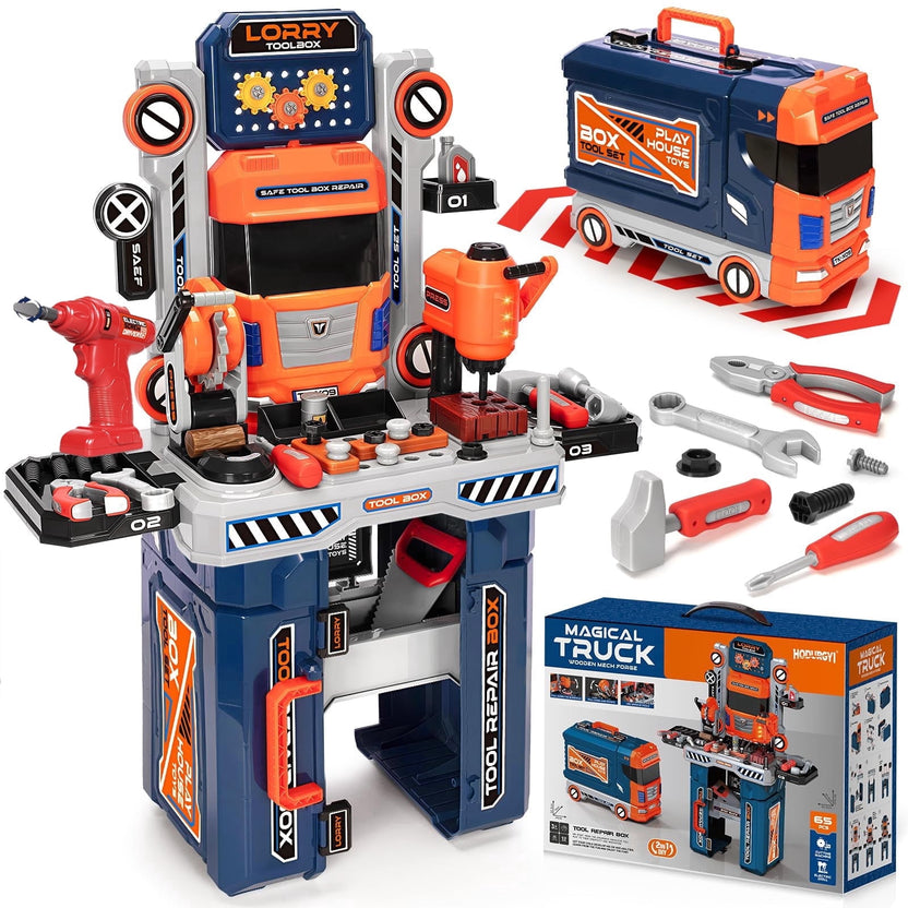 FPCYCG Kids Work Bench with Tools and Electric Drill, 2-in-1 Kids Todd ...